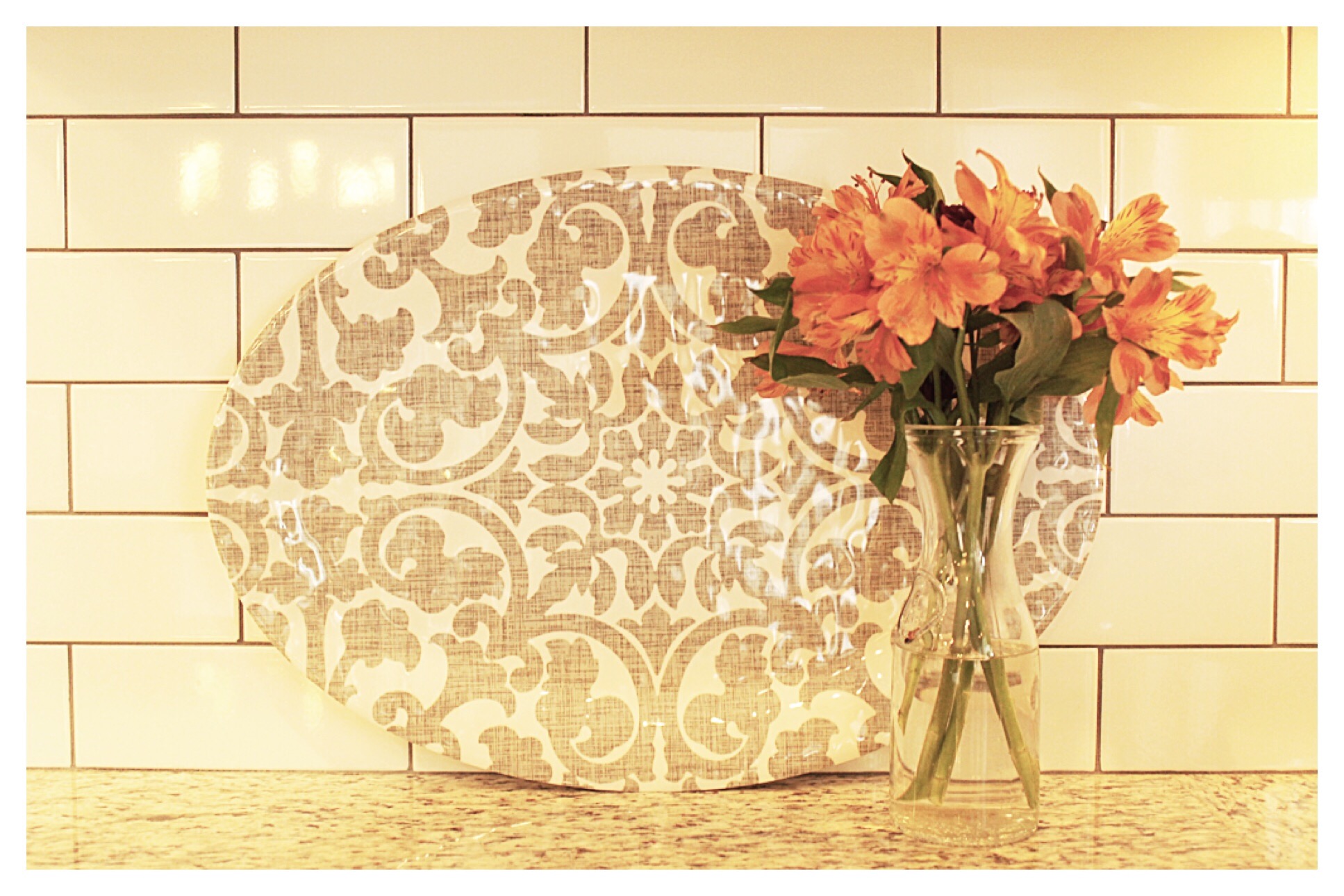 Damask Print and Subway Tile – Peach and the Willow